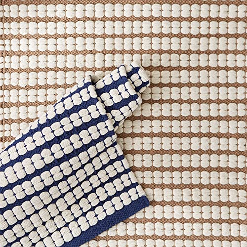 DII Indoor Braided Cotton Area Rug, Handloomed Yarn Dyed Woven, Reversible, 20x31.5, Stone Stripe