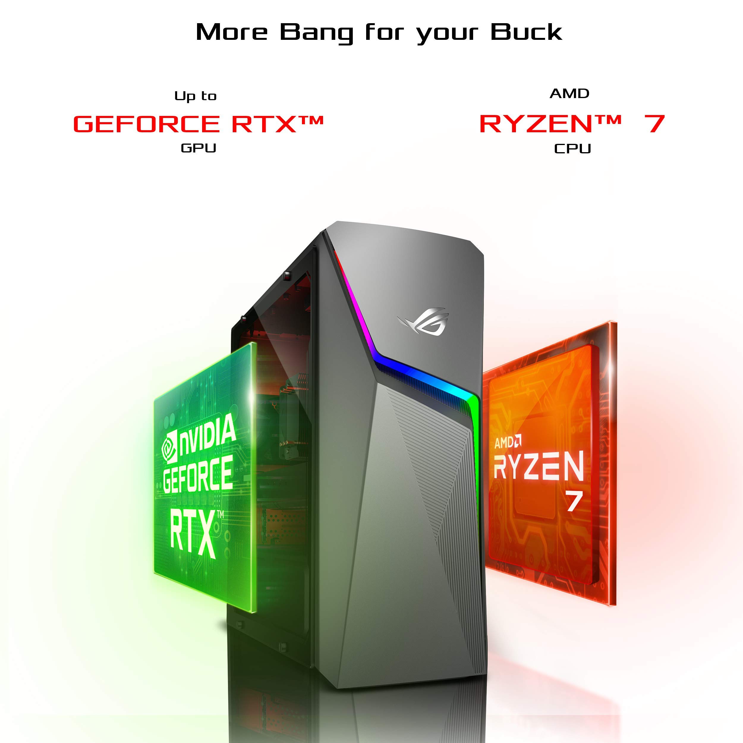 ROG Strix GL10DH Gaming Desktop PC, AMD Ryzen 7 3700X, GeForce GTX 1660 Ti, 16GB DDR4 RAM, 512GB SSD + 1TB SSD, Wi-Fi 5, Windows 10 Home, GL10DH-PH762 (Renewed)