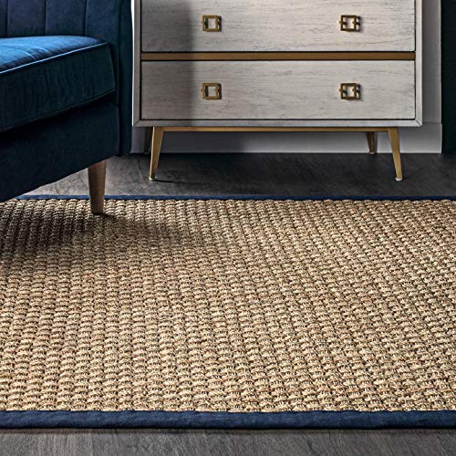 nuLOOM Hesse Checker Weave Seagrass Area Rug, 3' x 5', Navy