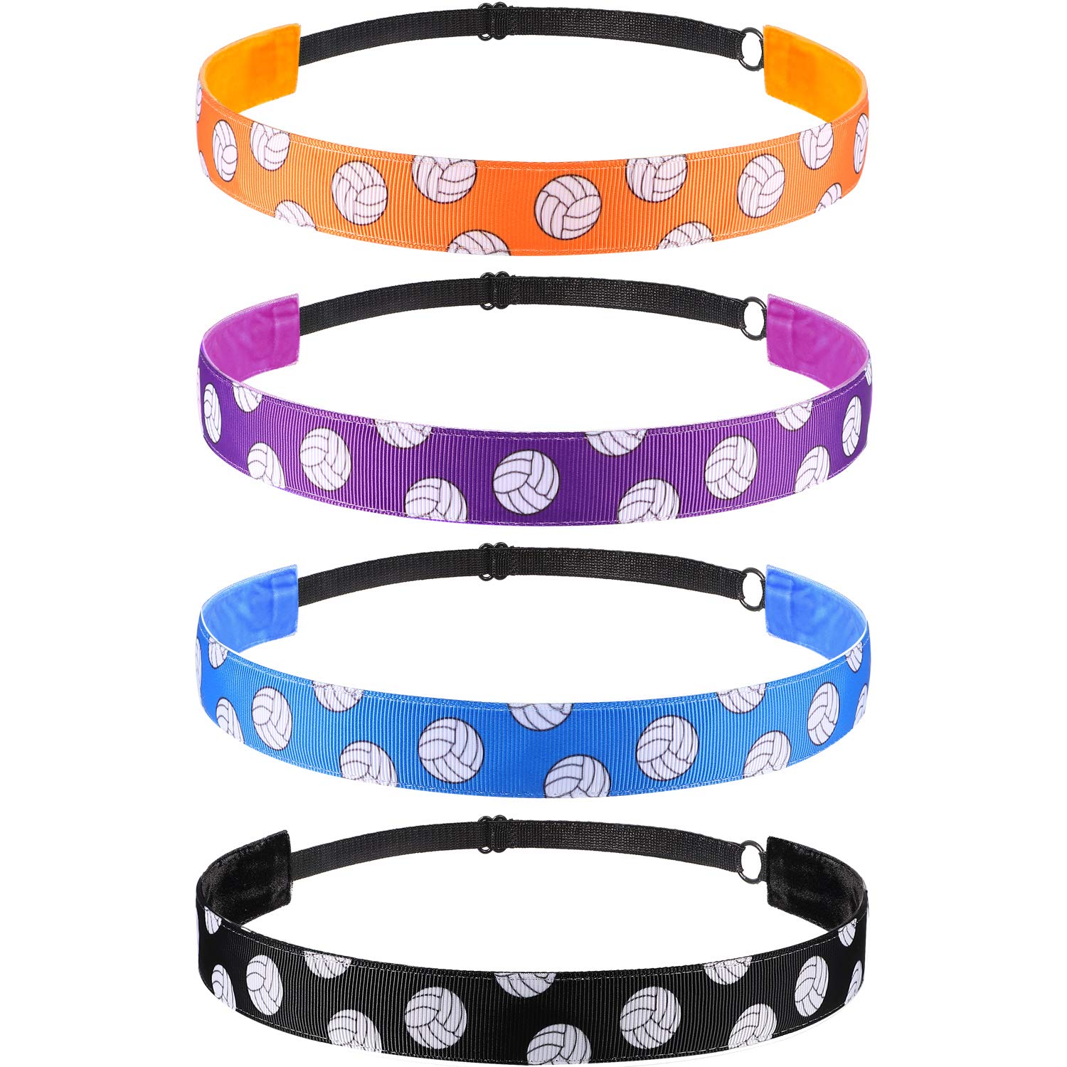 4 Pack Girls Volleyball Headbands No Slip Adjustable Hairband for Sport Activity (Color A)
