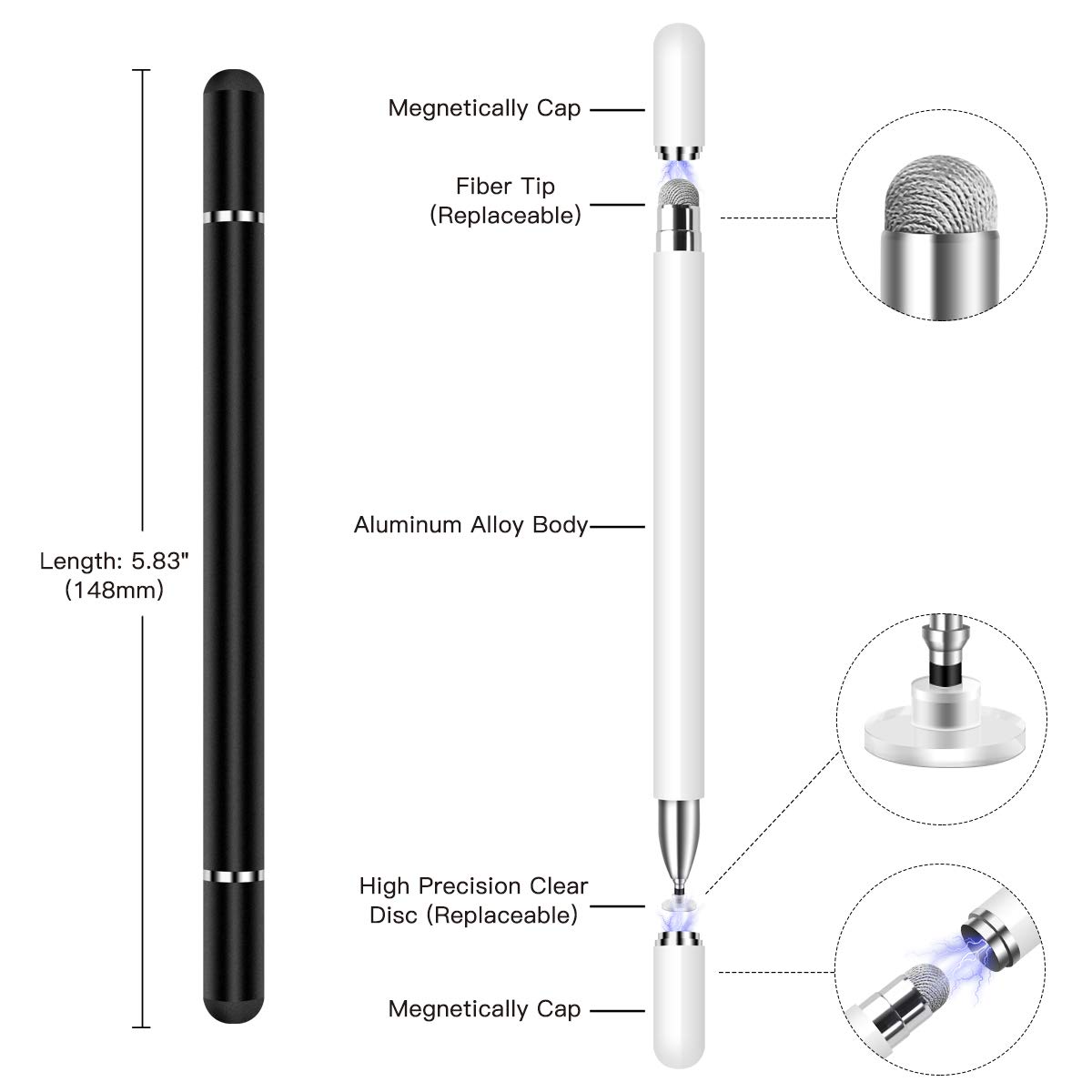 StylusHome Replacement Fiber Tips 8 Pcs for StylusHome Disc Universal Stylus Pens Only