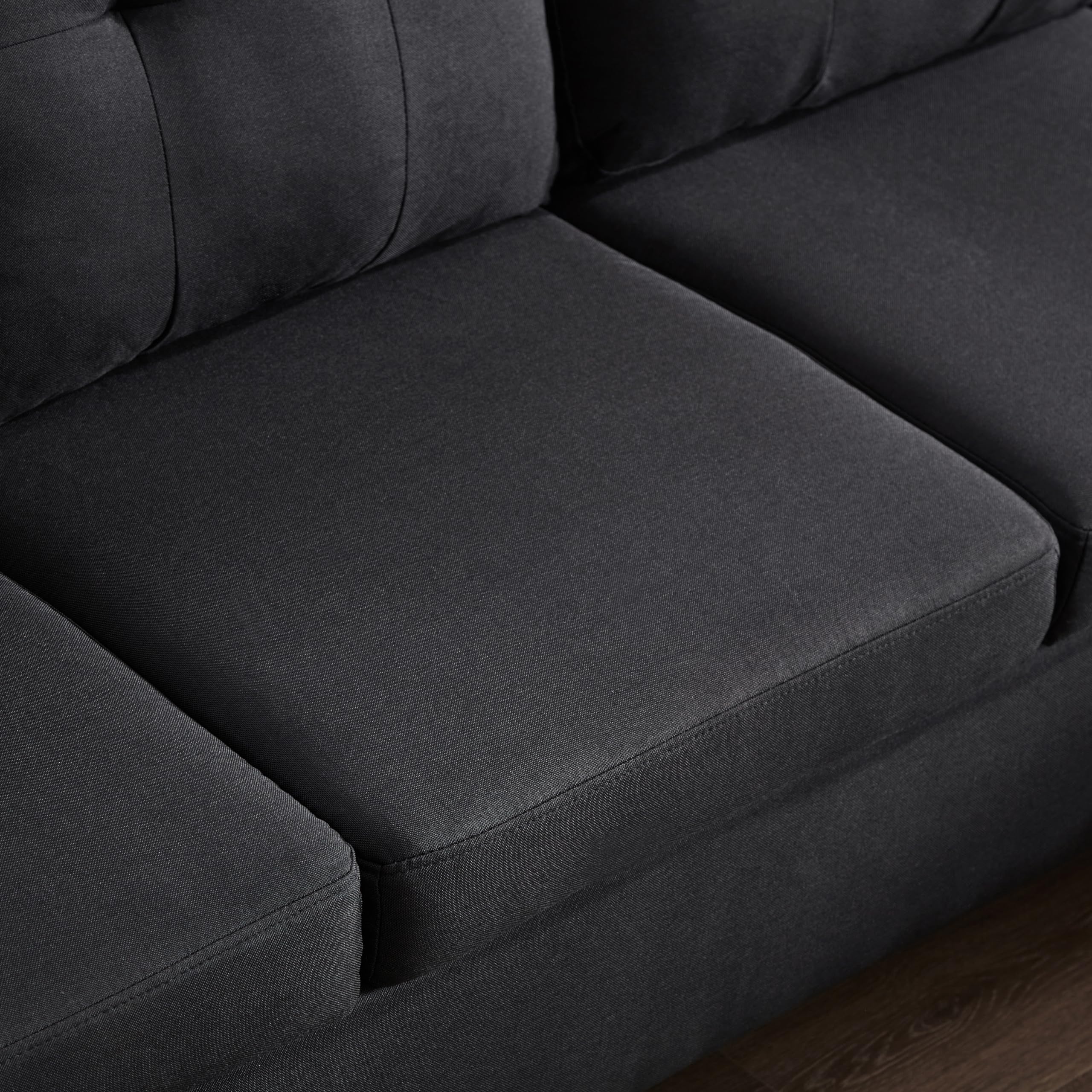 DS-HOMEPORT Black Sectional Sofa Couch Living Room, 4 Seater Convertible L Shaped Couch with Right Chaise, Sectional Sofa with Large Storage, 96.46" D x 59" W x 29.13" H(Right)