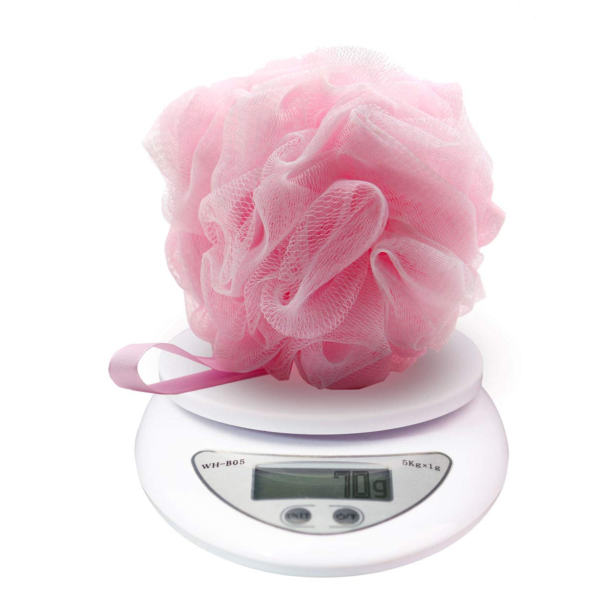 5 Pack Bath Sponge Shower Loofahs Poufs Large Soft Body Scrubber Exfoliating for Silky Skin Mesh Poufs for Men and Women 65g/Pcs (Pink Large)
