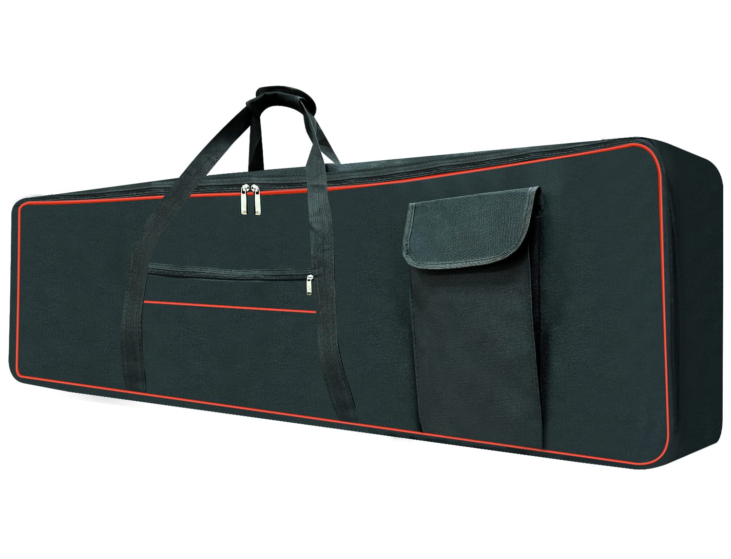 61 Key/88 Key Keyboard Case, Keyboard Gig Bag with Handles and Adjustable Shoulder Straps, Keyboard Gig Bag with 2 Pocket for Mobile Phone Sustain Pedals, Cables (88 Keys, 53.5"×13“×6.7”)