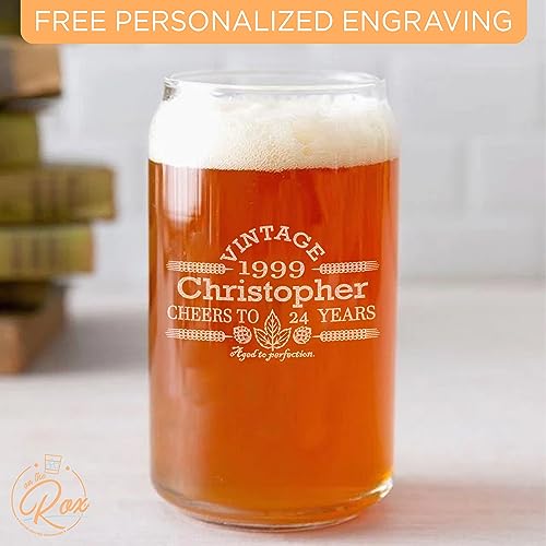 Customized Beer Can Glass-Personalized-Birthday Beer Glass-Engraved-Vintage-Cheers-Aged To Perfection-Birthday Gift-Etched Beer Glass-Barware (1)