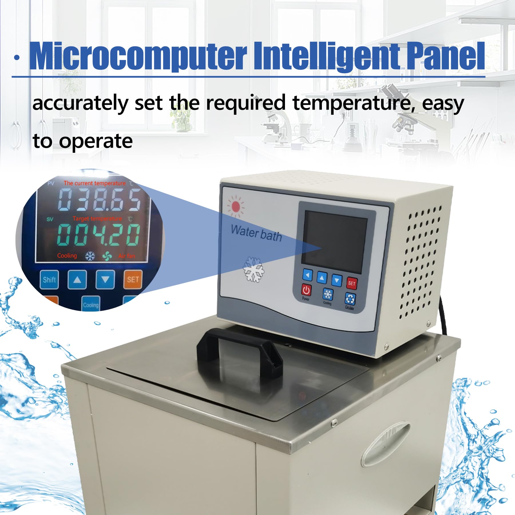 TECHTONGDA Laboratory Chiller Circulator 6L Chiller -30℃-100℃ Refrigerated Circulating Water Liquid Bath Cooling Circulator Pump Chiller Low Temperature Cooling Liquid Circulator with Transformer
