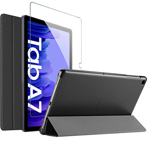 ProCase Smart Case for Galaxy Tab A7 10.4" 2022 2020(SM-T500/T503/T505/T507/T509) with Tempered Glass Screen Protector, Slim Stand Hard Shell Protective Smart Cover for Galaxy Tab A7 10.4 Inch -Black