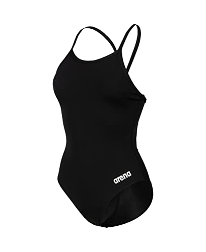 Arena Women's Standard Team Swimsuit Light Drop Solid Fl, Black-White, 36
