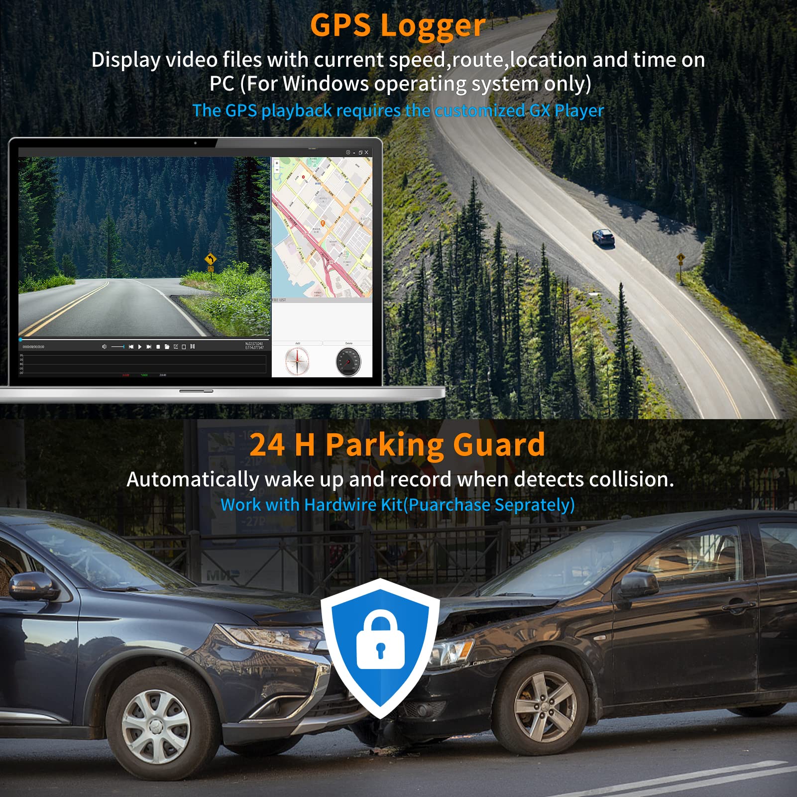 4K Mirror Dash Cam, 12" Dash Cam Front and Rear 4K+1080P Backup Camera, Rearview Mirror Camera with Touch Screen, Voice Control, Night Vision, Parking Monitor Dual Dash Camera for Cars