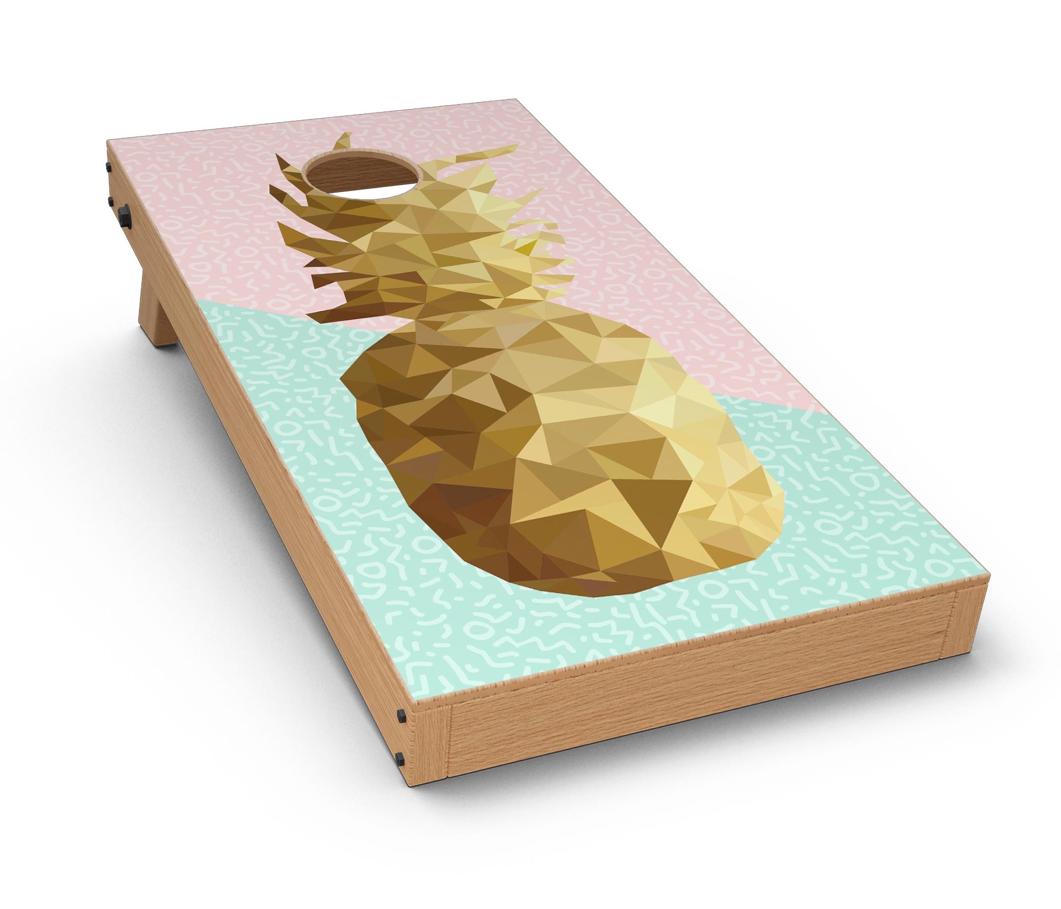 Design Skinz Summer Tropical Skin Set for Cornhole (Skin Only) - Geometric Summer Pineapple v1