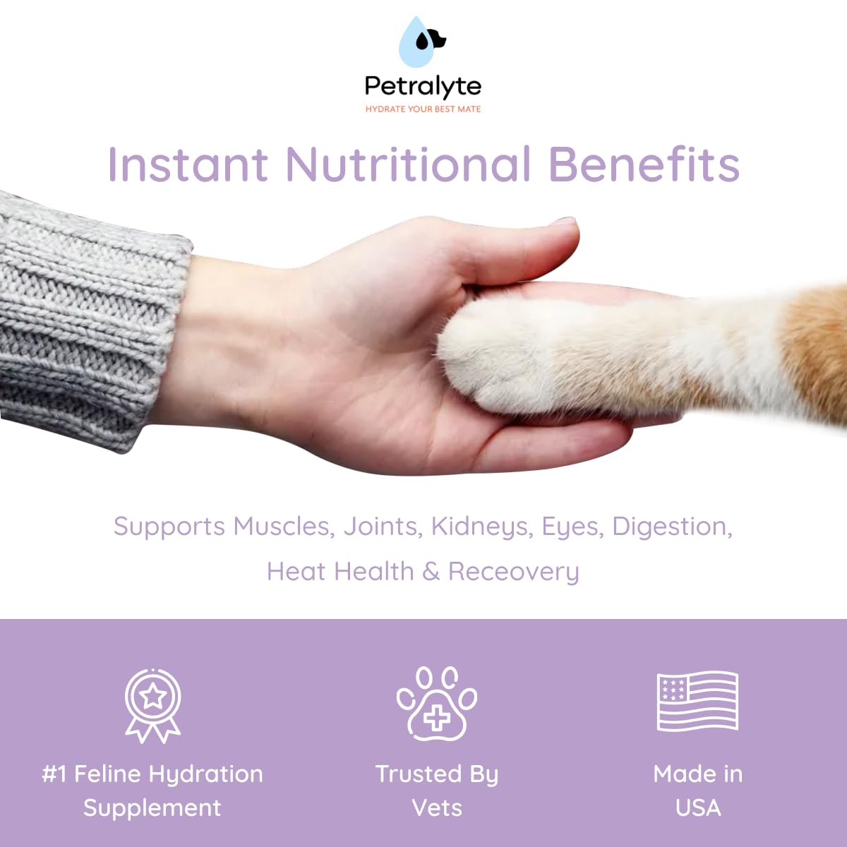 Petralyte Cat Hydration Electrolyte and Cat Joint Supplement | Glucosamine, Chondroitin & MSM for Immunity and Mobility with L-Glutamine, Taurine, Lysine & Prebiotics | Tuna & Salmon | 8 Packets