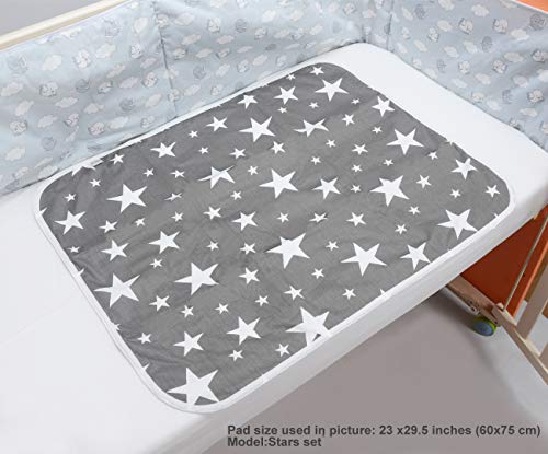 PEKITAS 2 Pack Waterproof Diaper Changing Pads Travel Friendly Super Soft Fabric Size 23 X 29.5 inches (Large,1-3 Year),Stars Series