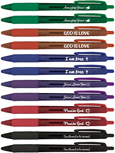 Greeting Pen Christian Inspirational Translucent 12 Pen Set with 6 designs (46005)