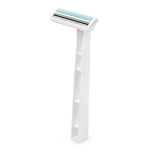 QSHAVE Men's Disposable Razor Shaver with Double Layer Blade, 10 Count (White)