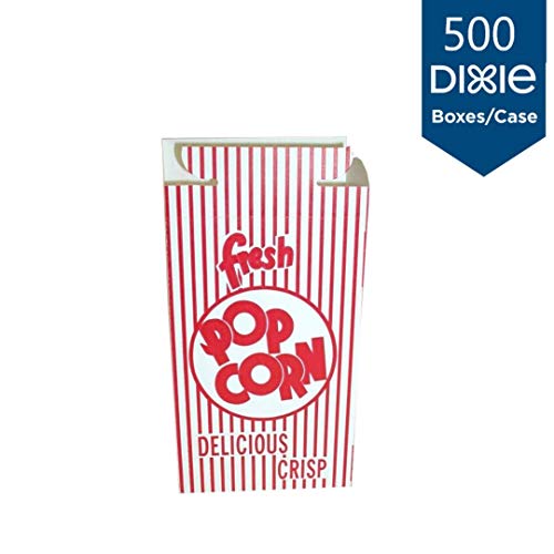 Dixie Close-Top Movie Theater Popcorn Box by GP PRO (Georgia-Pacific), 2E, Red Striped, 2" Width, 4.38" Length, 7" Height, (Case of 500)
