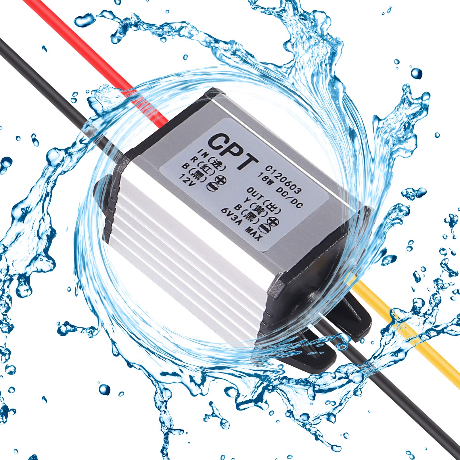 MELIFE Waterproof Car Power Converter DC 9V-22V 12V to DC 6V Buck Voltage Regulator 3A 18W Step Down Volt Module Power Supply Compatible with Vehicle Automotive LED Display Radio