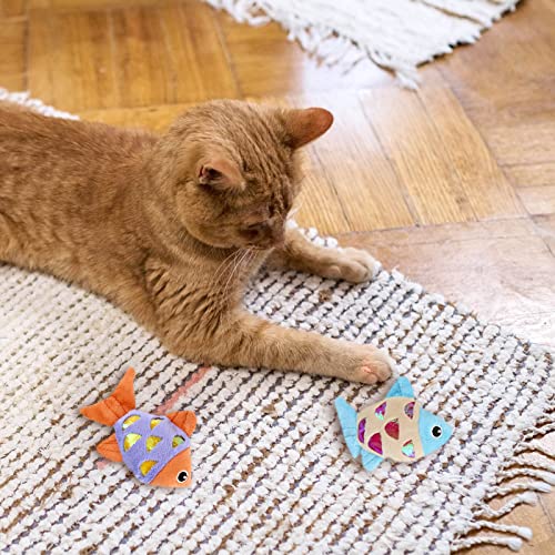 Andiker Cat Catnip Toys, 2pcs Small Cat Fish Toys with Crinkle Shine Ring Paper to Make Sound to Catch Your Cats Eyes and for Your Cats to Chew and Catch Interactive Cat Toys for indoor Cat (2pc)