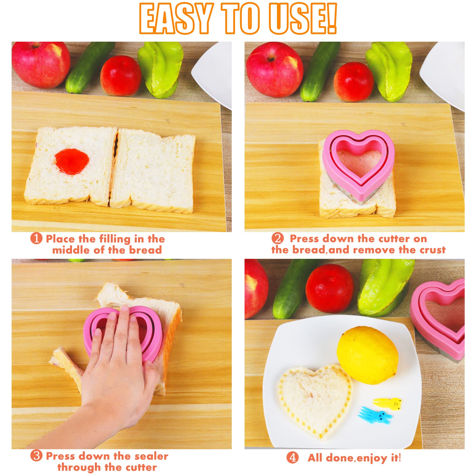 36pcs Sandwich Cutter and Sealer for Kids, Cookie Cutters, Food Picks, Cute Lunch Bento Accessories for Kids, Cookie Cutter, Dinosaur Mickey Mouse Unicorn Shapes Uncrustables Sandwich Maker