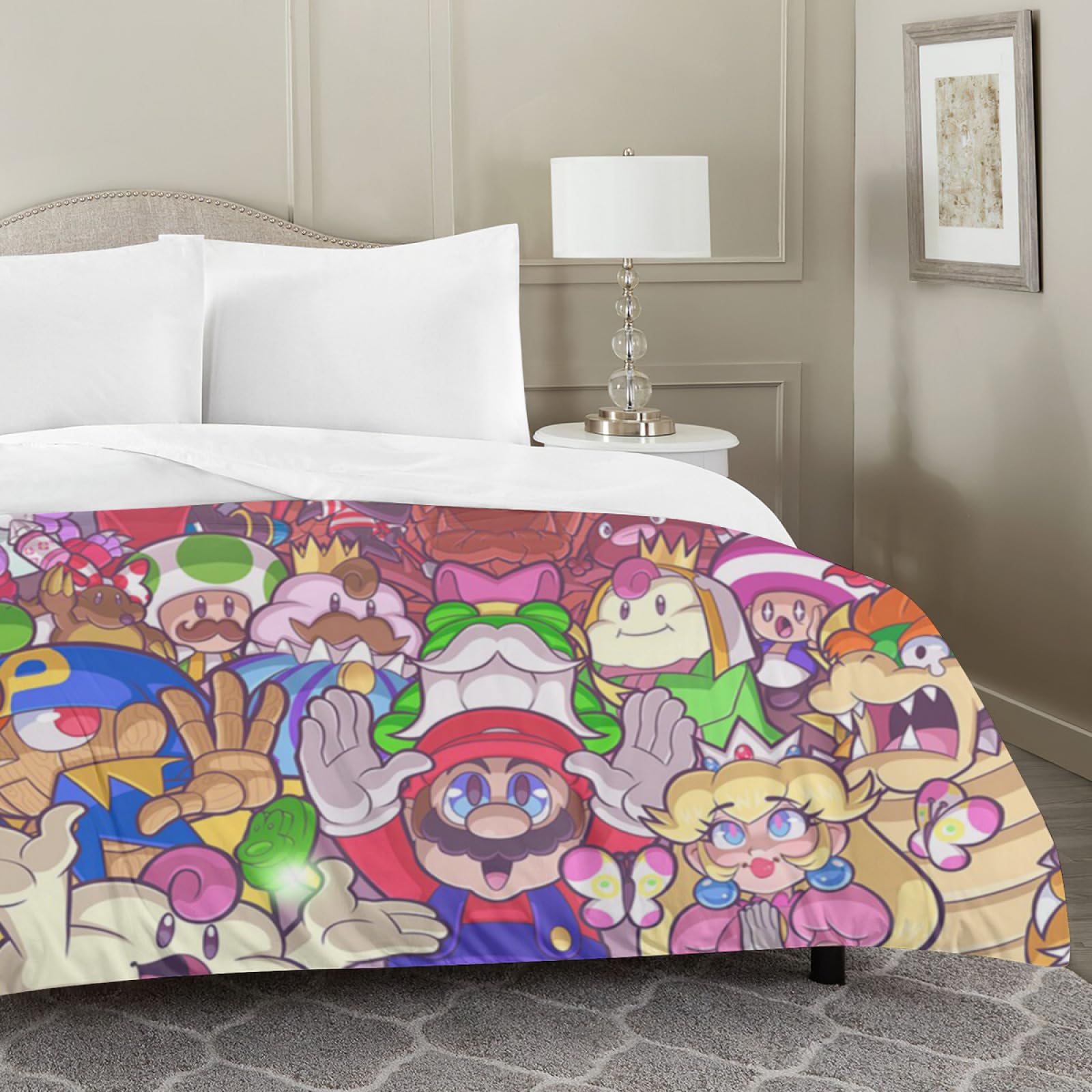 3D Mario Printing Duvet Cover,Comforter Set for Kids Children,1 Microfiber Quilt Cover with 2 Pillowcases Girls Bedroom Bedding Decor