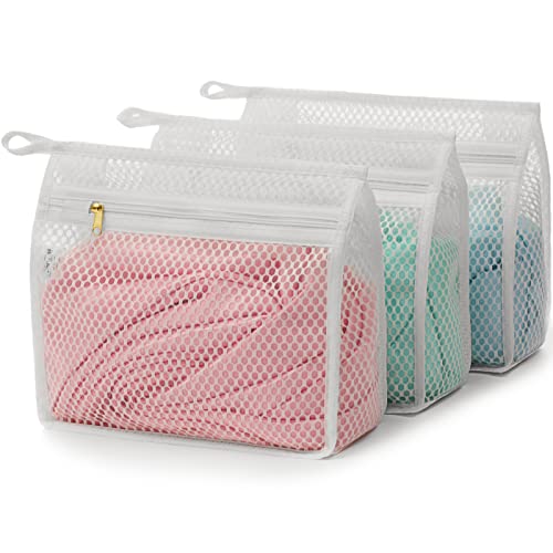 Tenrai 3 Pack Delicates Honeycomb Mesh Laundry Bag, With YKK Zipper, Lingerie, Hosiery, Socks, Bra, Baby Products, Fine Knitwear Mesh Wash Bags (3 X-Small)