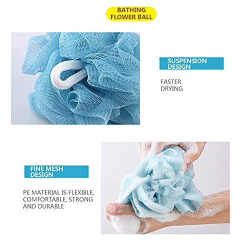 3 Pcs Shower Gloves Bath Towel Bath Exfoliating Back Scrubber Rubbing Mud Towel Kit, Flower Bath Ball Thickening Back- Pulling Strip Back Scrubber Towel, Comfortable for Bathing (Yellow)