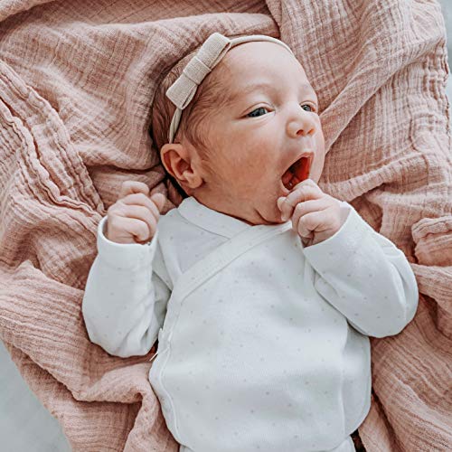 Ely's & Co. Cotton Muslin Swaddle Blanket 2-Pack for Baby Girl — 100% Cotton Muslin Extra-Large Swaddle Blankets (47” x 47”) Cranberry & Rosewater Pink
