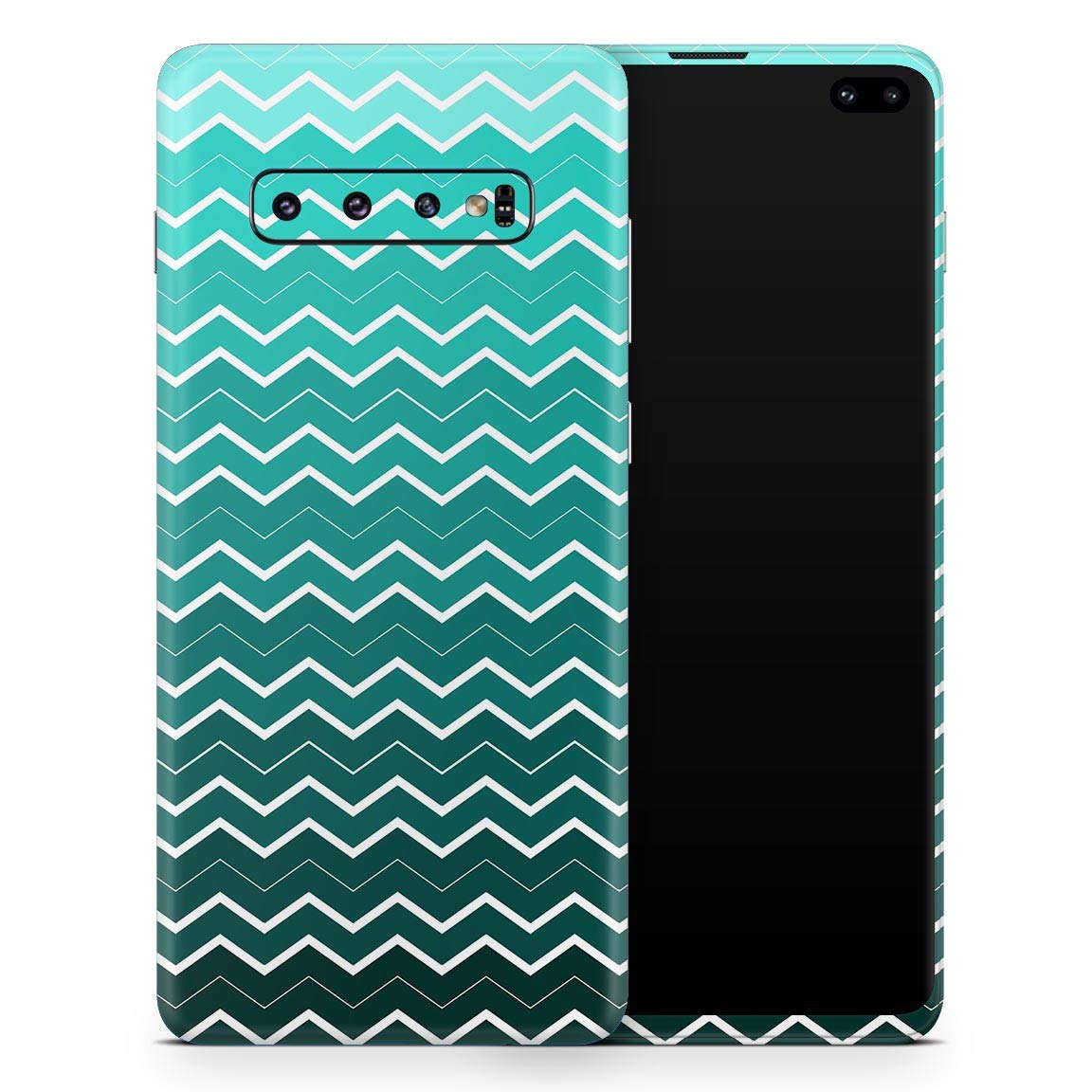DesignSkinz Teal Gradient Layered Chevron Protective Vinyl Decal Wrap Skin Cover Compatible with The Samsung Galaxy S20 (Screen Trim & Back Glass Skin)
