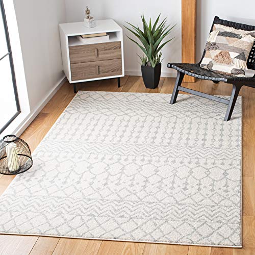 SAFAVIEH Tulum Collection 6' x 9' Ivory / Light Grey TUL270D Moroccan Boho Distressed Non-Shedding Living Room Bedroom Dining Home Office Area Rug