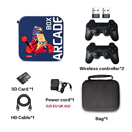 4k video game machine Arcade Retro Game Console With 55000+ Built-in Games, 256G Cards With 80+ Emulators, 2 Wireless Controllers Containing NES/NEOGEO/N64/PS1, Etc. Game machine ( Size : 256G Wireles