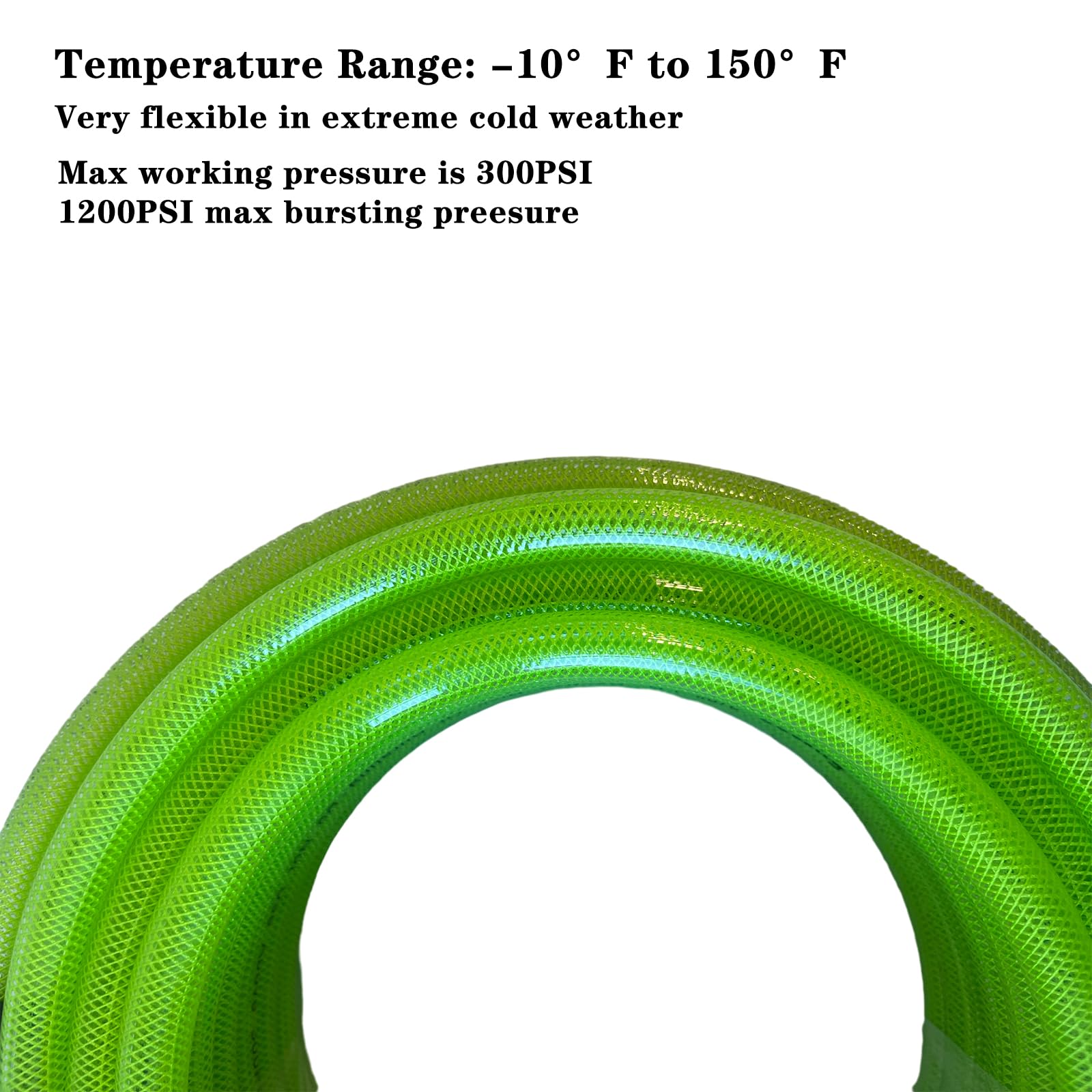 Air Hose 1/4 in x 100 ft, Polyurethane(PU), Reinforced Air Compressor Hose, Lightweight, Kink Resistant with 1/4β Industrial High Flow Quick Coupler&Plug, Bend Restrictors,300 PSI (100FT, White Green)