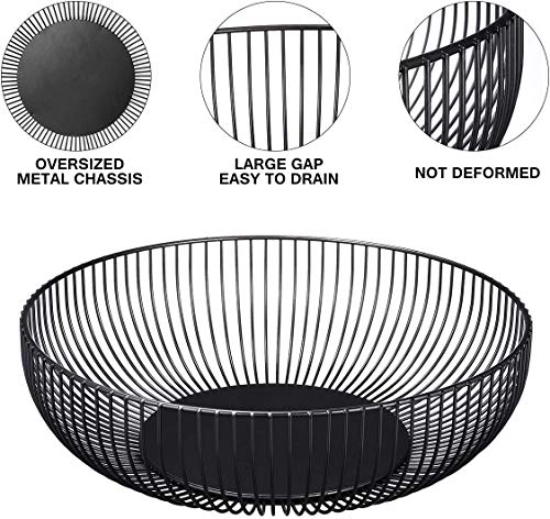 TEETOOKEA Metal Wire Fruit Basket, Creative Minimalist Housewares Metal Iron Fruit Storage Bowls Holder for Kitchen Counter, Home Decor, Table Centerpiece Decorative (Hemisphere)
