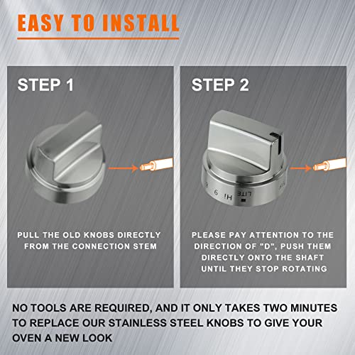 5 Pack Stainless Steel WB03x24818 Gas Stove Knob Replacement for ge,PS11729081 AP5989029 100% Stainless Steel Stove Replacement Knobs,Compatible with ge Stove Knob(Not Universal)-1 Years Warranty