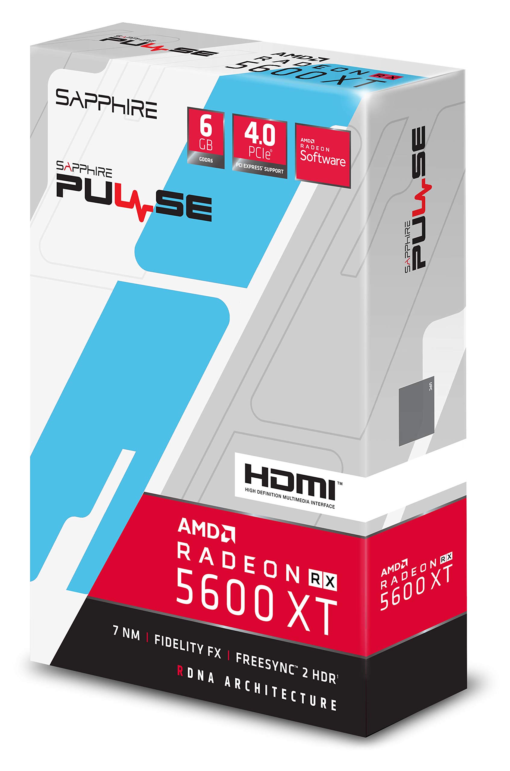SAPPHIRE 11296-01-20G Radeon Pulse RX 5600 XT 14GBPS 6GB GDDR6 HDMI / Triple DP OC w/ Backplate (UEFI) PCIe 4.0 Graphics Card