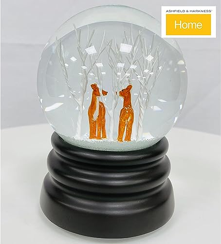 Ashfield & Harkness Deer and Tree Decorative Snow Globe with Wind Up Music Box