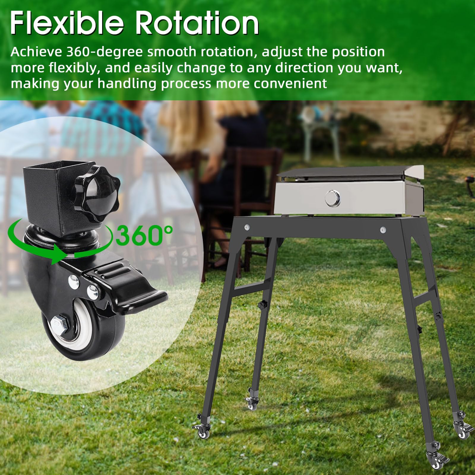 4 Pack Wheels with Safety Lock for Blackstone Griddle - 2 Inches Griddle Wheels - 360-Degree Silky Swivel - Fits 22-Inch or 17-Inch Countertop Skillets