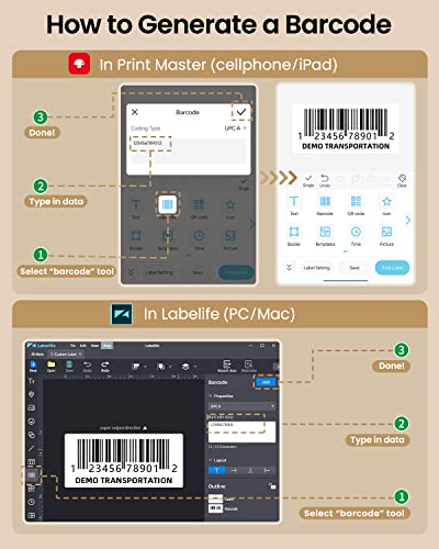 Phomemo Barcode Label Printer M110 Label Printer, Upgraded Bluetooth Portable Thermal Label Maker for Small Business, Address, Office, Home for Phone; for PC/Mac(USB), with 100pcs Labels, Snow White
