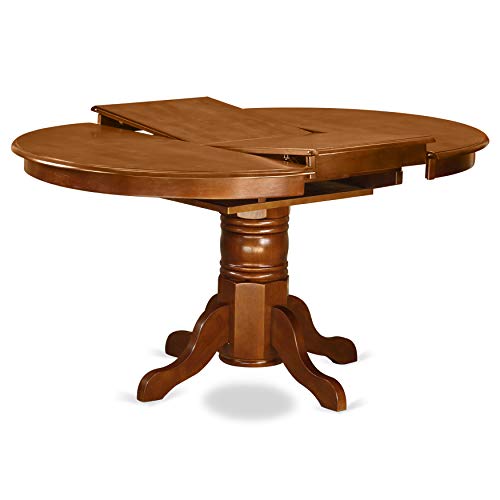 East West Furniture Avon 5 Piece Room Set Includes an Oval Kitchen Table with Butterfly Leaf and 4 Dining Chairs, 42x60 Inch, Saddle Brown
