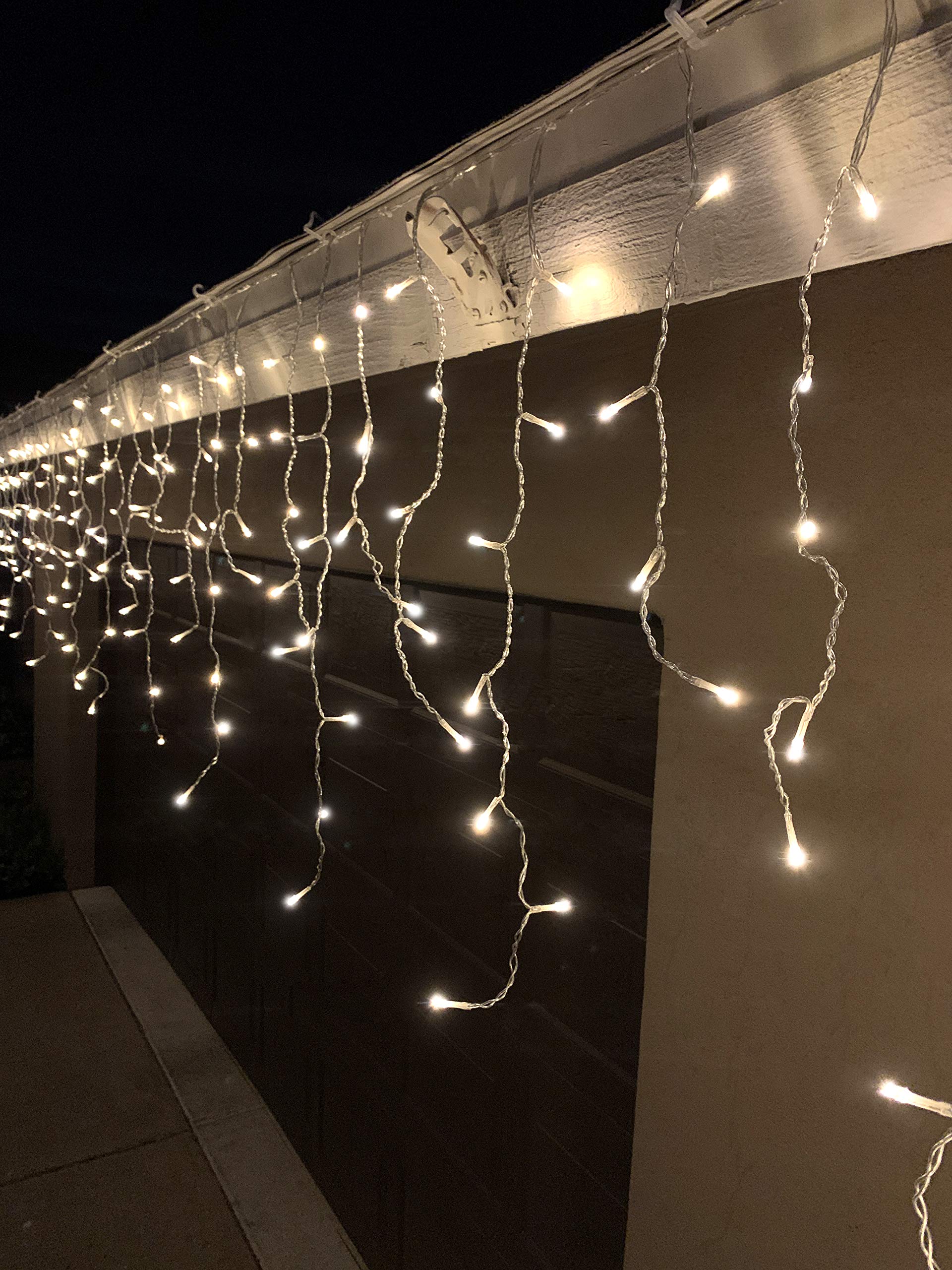 416 LED Christmas Icicle Lights for Indoor & Outdoor Decorations, Christmas Events, Christmas Eve Night Decor, Christmas Tree, Eaves (Warm White)