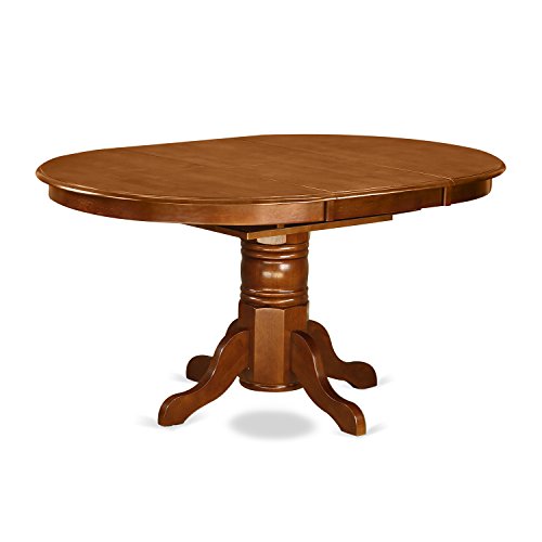 East West Furniture Avon 5 Piece Set for 4 Includes an Oval Table with Butterfly Leaf and 4 Linen Fabric Kitchen Dining Chairs, 42x60 Inch, Saddle Brown