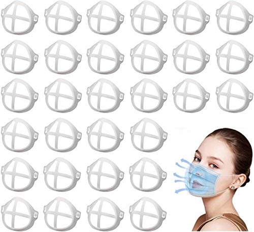 30 PCS Upgrade 3D Mask Bracket Plastic Bracket Inserts Soft Inner Support Holder Frame More Space for Comfortable Nose Breathing and Lipstick Protector