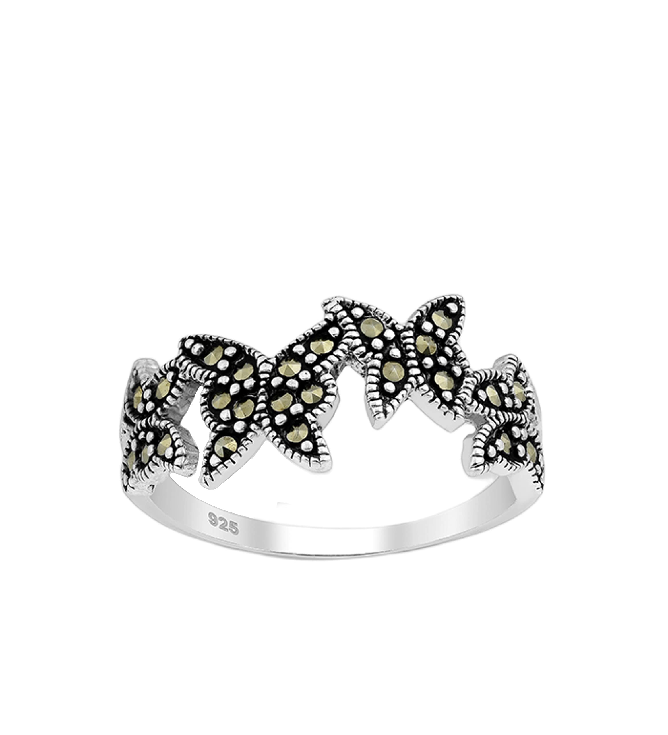 925 Silver and Marcasite Butterfly Ring for Women