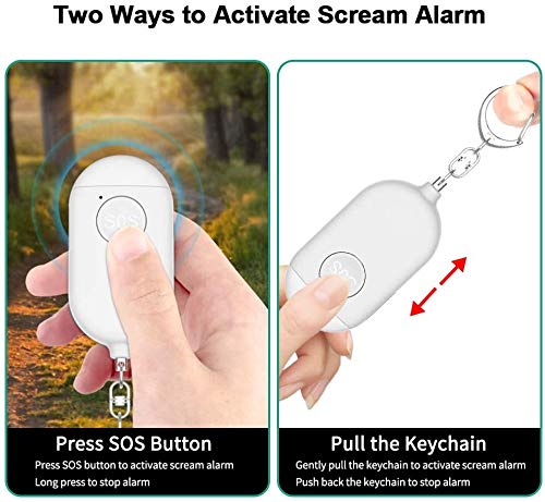 Safesound Personal Protection Safety Device – 3pcs SOS Keychain Alarm for Women, Men, Elderly and Kids – Personal Keychain Alarm Siren – USB Rechargeable – Small and Compact Design