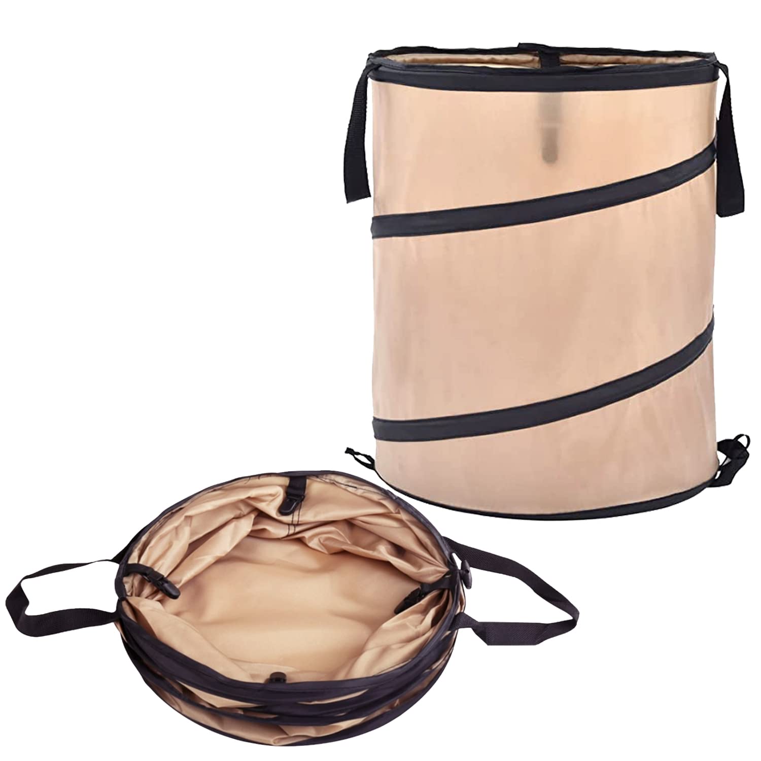 37.8L Collapsible Trash Can Oxford Cloth Camping Trash Can Large Capacity Reusable Yard Leaf Bag Holder for Home Garden Camping Lawn Pool