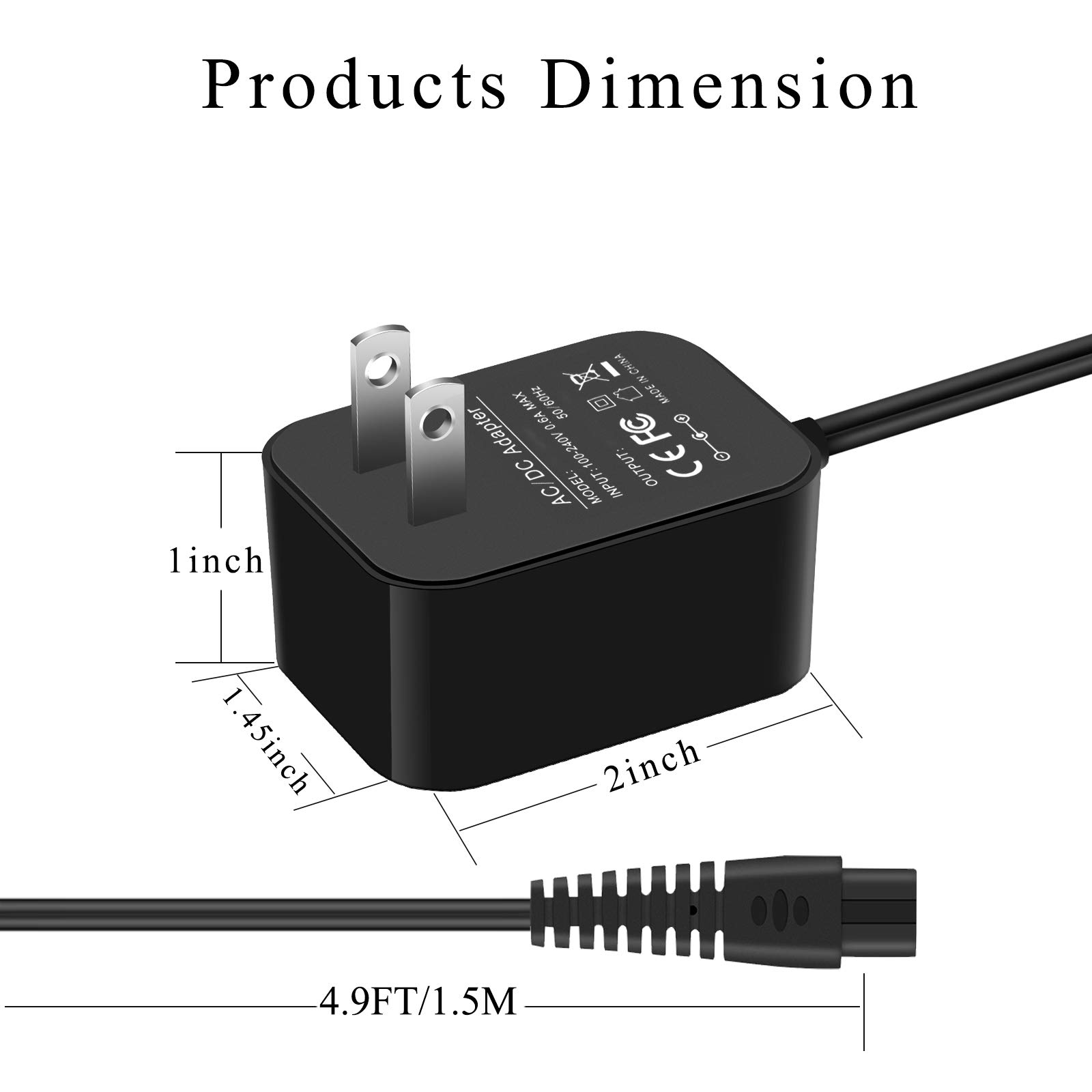 WUKUR Charger for Homitt Electric Spin Scrubber, AC Adapter for Homitt Scrubber HM115C, HM115CW, HM115CD,HM115CG HM204C and More, Replacement Homitt Charger 2 Prong Adapter