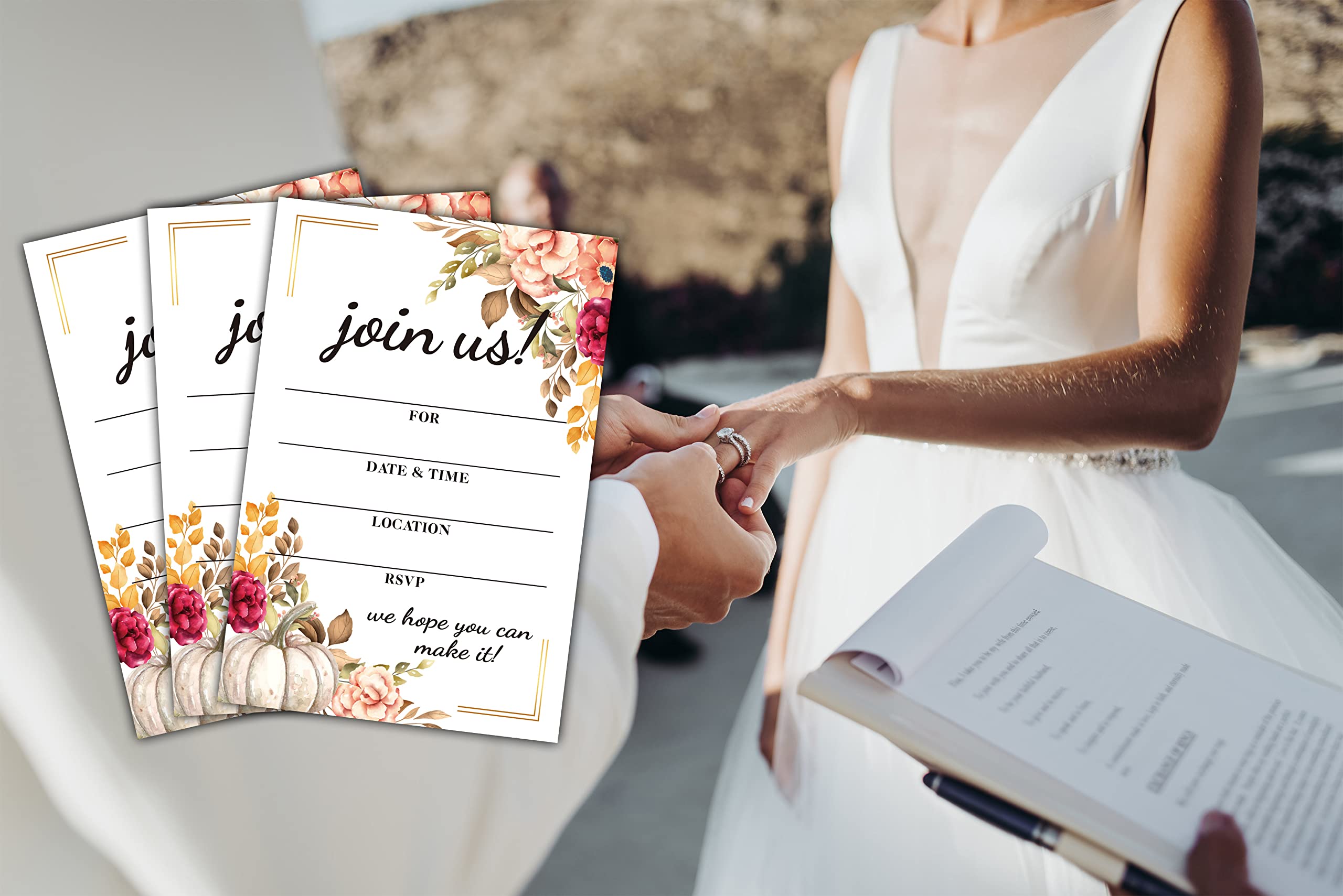 Wedding Reception Invitation, Burgundy Blush Floral Bridal Shower Fill-in Invites Cards, Beautiful and Minimalist Wedding Planning Supplies,07(25 Pack)