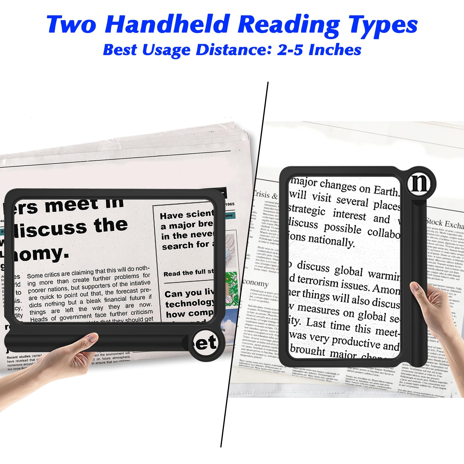 30X 5X Magnifying Glass for Reading, Large and Lightweight Magnifier Provide Full Book Page Viewing Area Perfect Handheld Magnifier for Reading Small Prints and Low Vision, Black