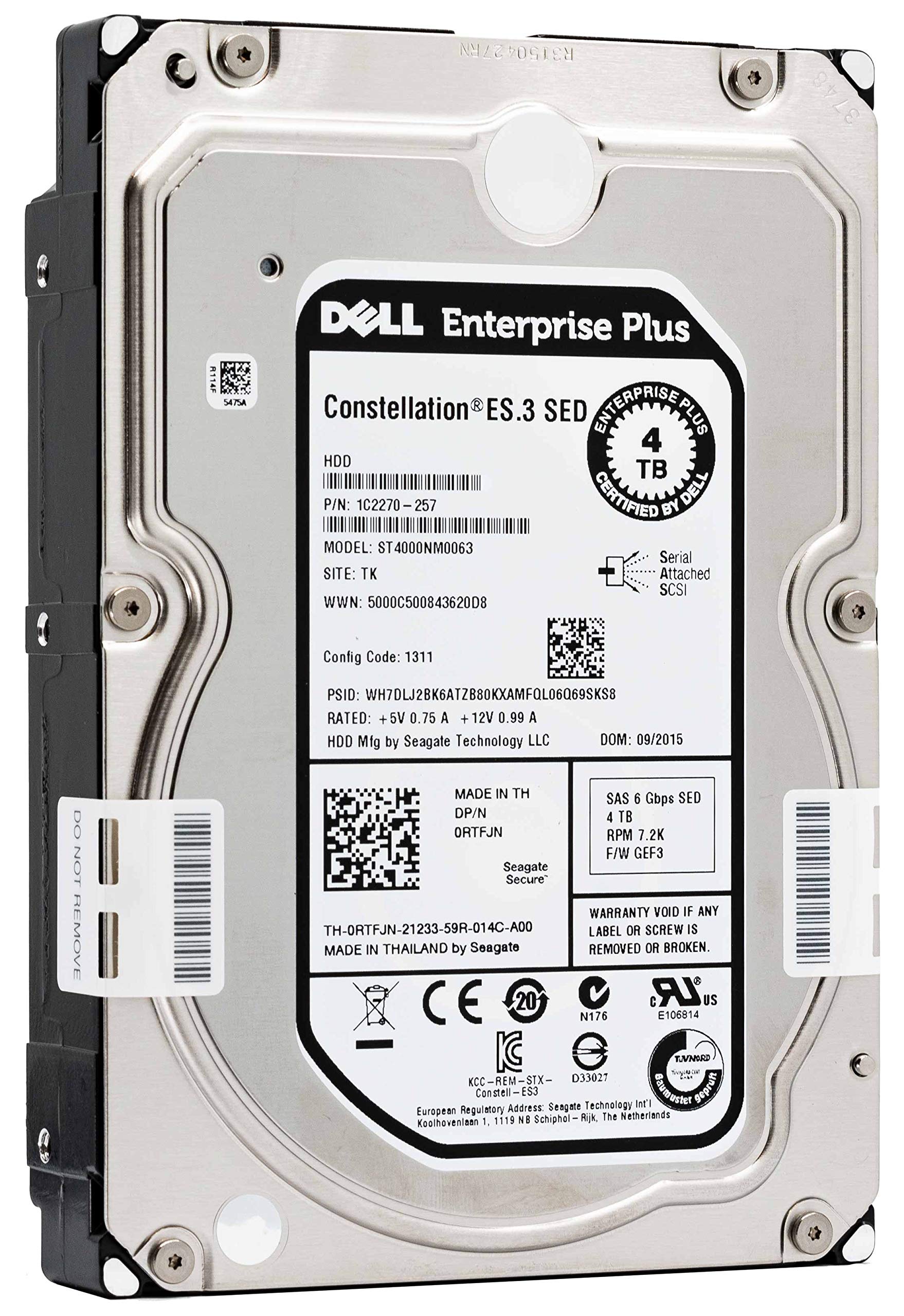 DELL ENTERPRISE CLASS 4TB 7.2K RPM SATA 3.5" 6Gbps HARD DRIVE W/TRAY FOR PowerEdge R210 II R220 R310 R320 R410 R415 R420 R510 R515 R520 R710 R720 R720XD T110 II T310 T320 T410 T420 T620 T710 (Renewed)