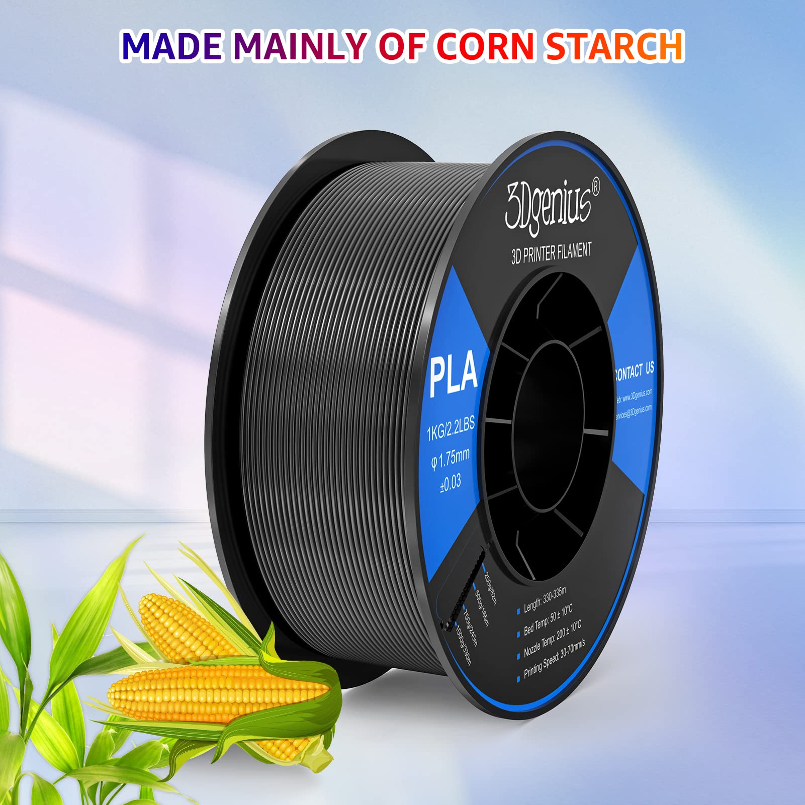 3Dgenius PLA 3D Printer Filament PLA Filament 1.75mm 250g Spool 3D Printing Filament 1.75mm PLA Filament Dimensional Accuracy +/- 0.03mm, Grey PLA Fit Most FDM Printers
