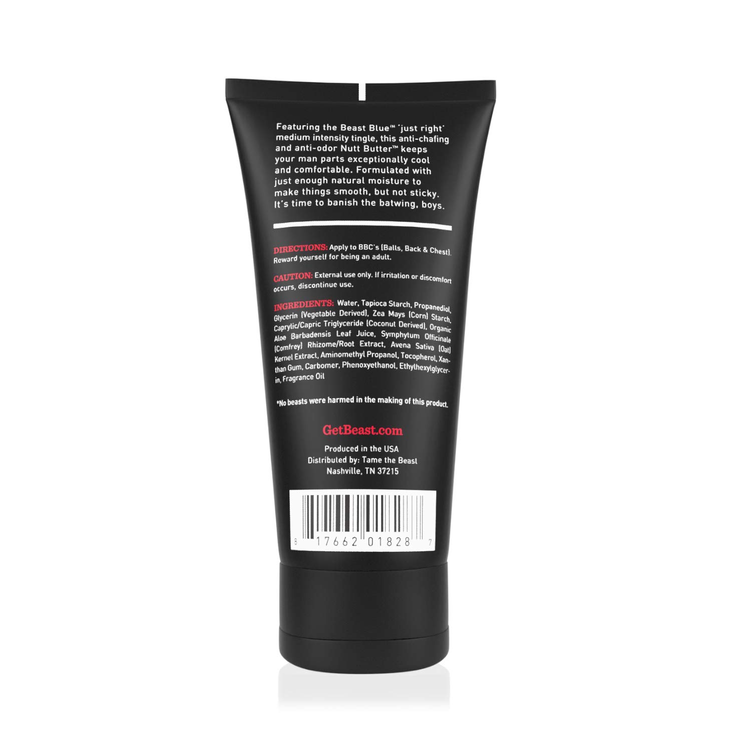 Tame the Beast Nutt Butter Blue 6oz - Talc & Aluminum Free Male Hygiene for Inner Thighs & Friction Areas - Anti Chafing Anti Odor Cooling Drying with Medium Tingle