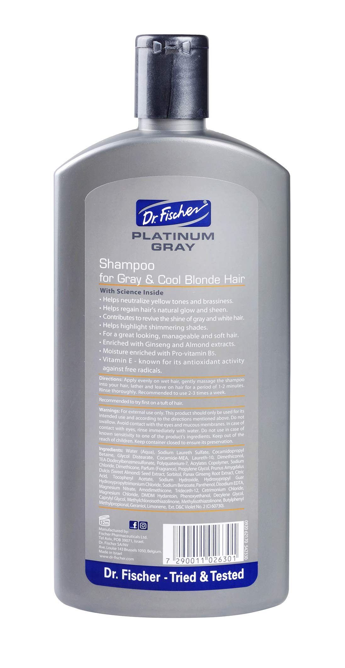 Dr. Fischer Gray Hair Shampoo. Volumizing and Clarifying for Silver Hair, Blonde Hair, Thinning, Colored & Brassy Yellow Tones.13.5 oz